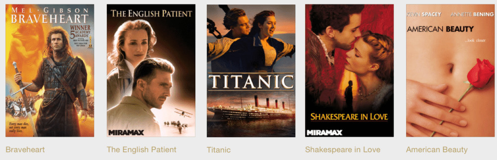 Every Academy Award Movie for Best Picture since 1990